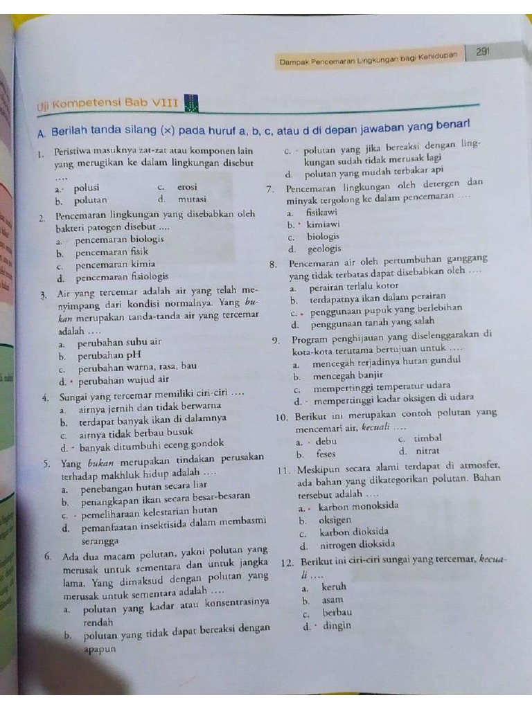 Soal Buku Paket Kelas 7 Pencemaran Lingkungan | PDF