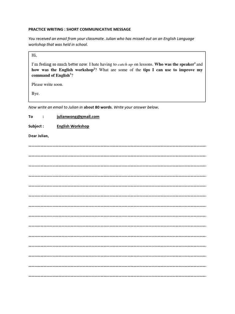 PRACTICE WRITING Email Reply | PDF