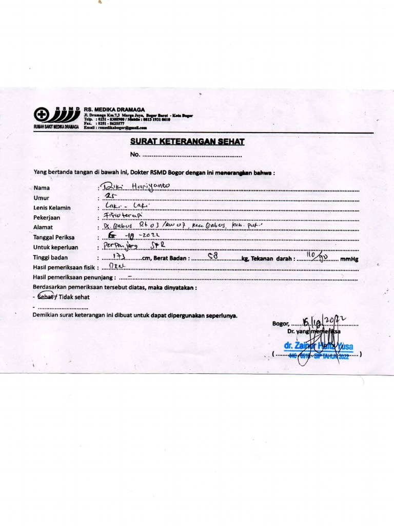Surat Ket Sehat | PDF