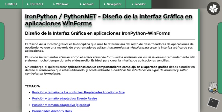 IronPython - PythonNET - Diseño de La Interfaz Gráfica en Aplicaicones WinForms8 | PDF | Arte ...