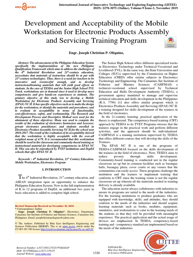 Development and Acceptability of The Mobile Workstation For Electronic ...