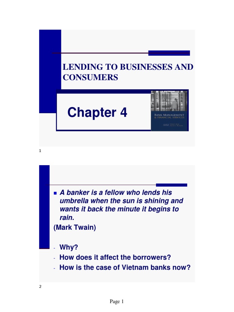 CHAP - 04 - Lending To Businesses and Consumers | PDF | Loans | Credit Card