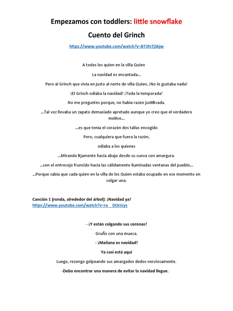 Cuento Del Grinch Versión Corta | PDF