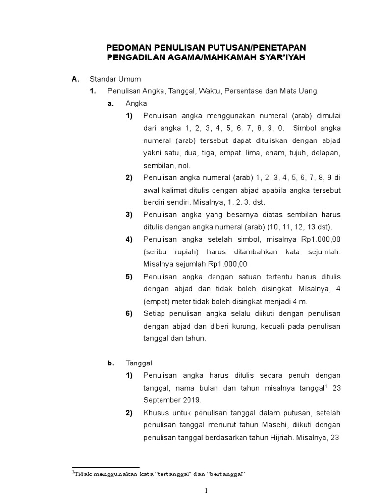 A. C. Pedoman Penulisan Putusan | PDF