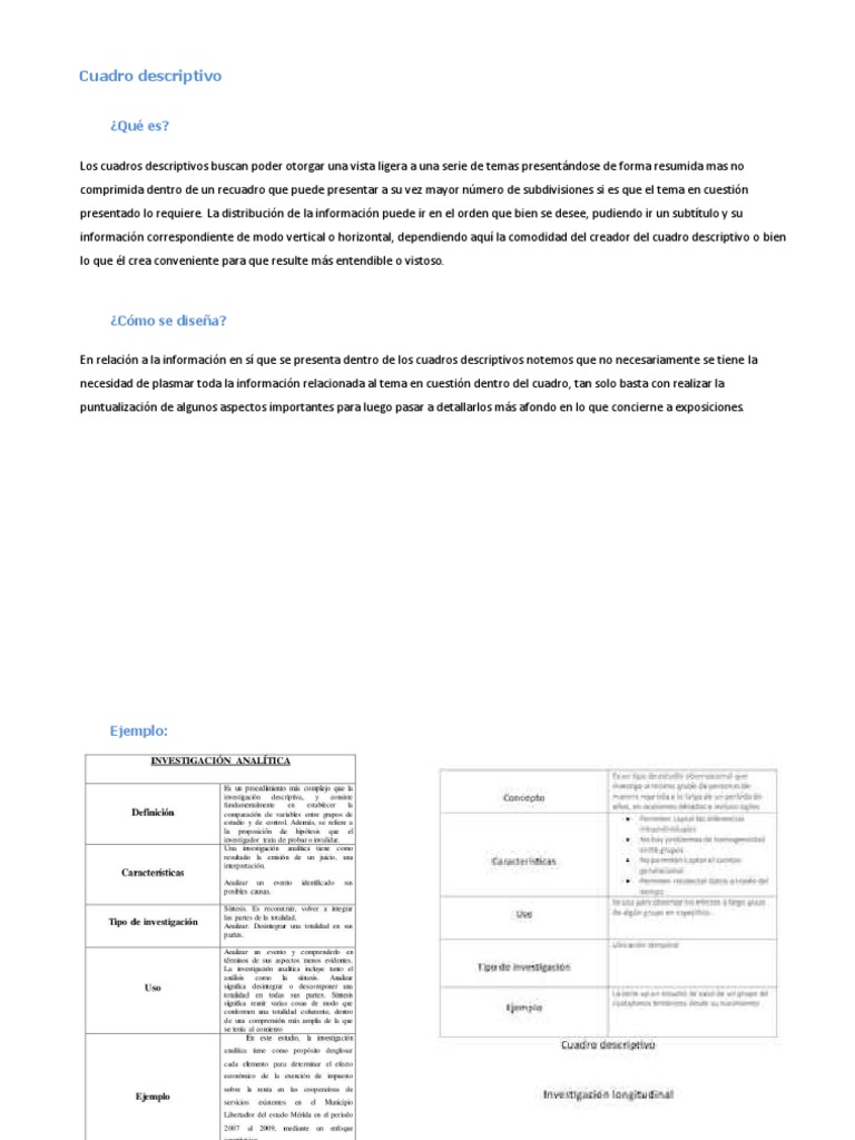 Cómo elaborar un cuadro descriptivo | PDF