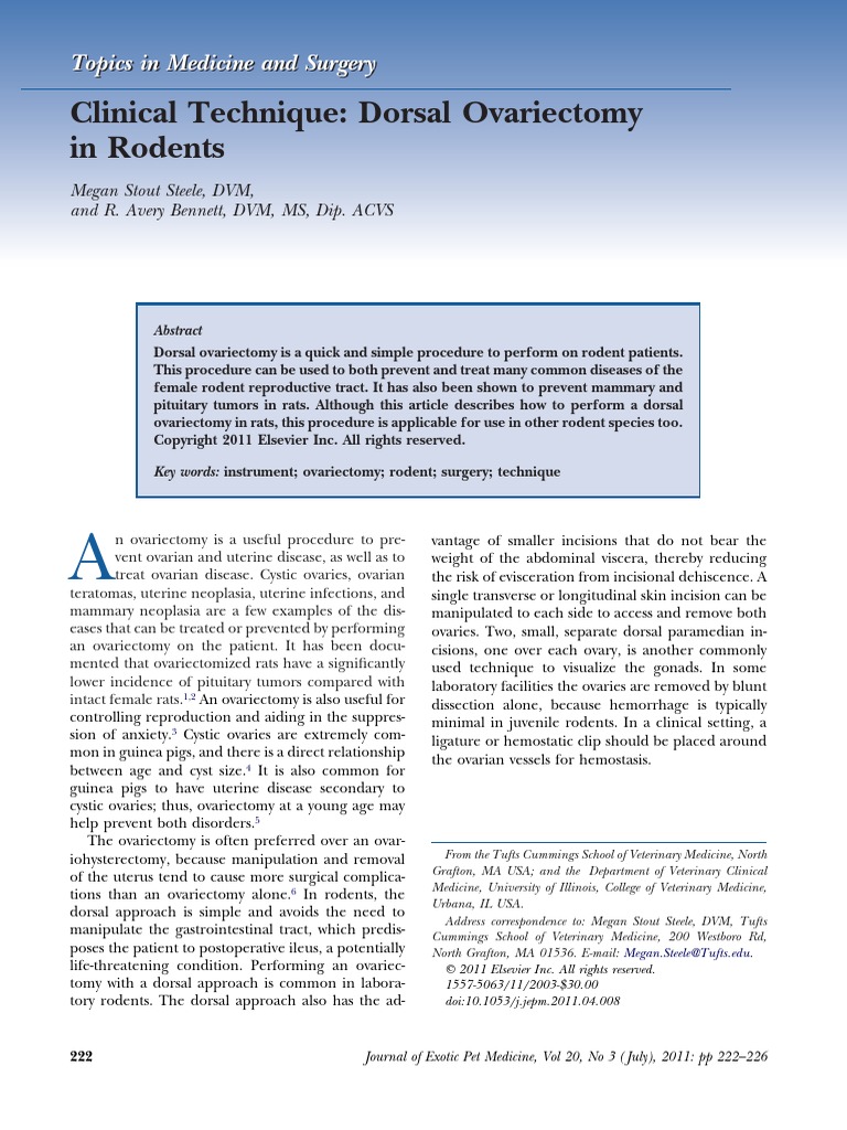 Dorsal Ovariectomy in Rodents | PDF | Surgery | Ovary