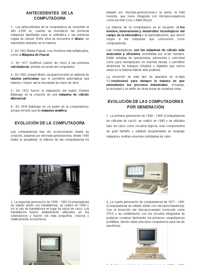 Evolución de la Computadora desde 1940 | PDF | Microprocesador ...