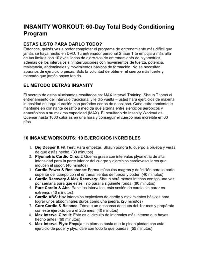 Insanity Workout | PDF