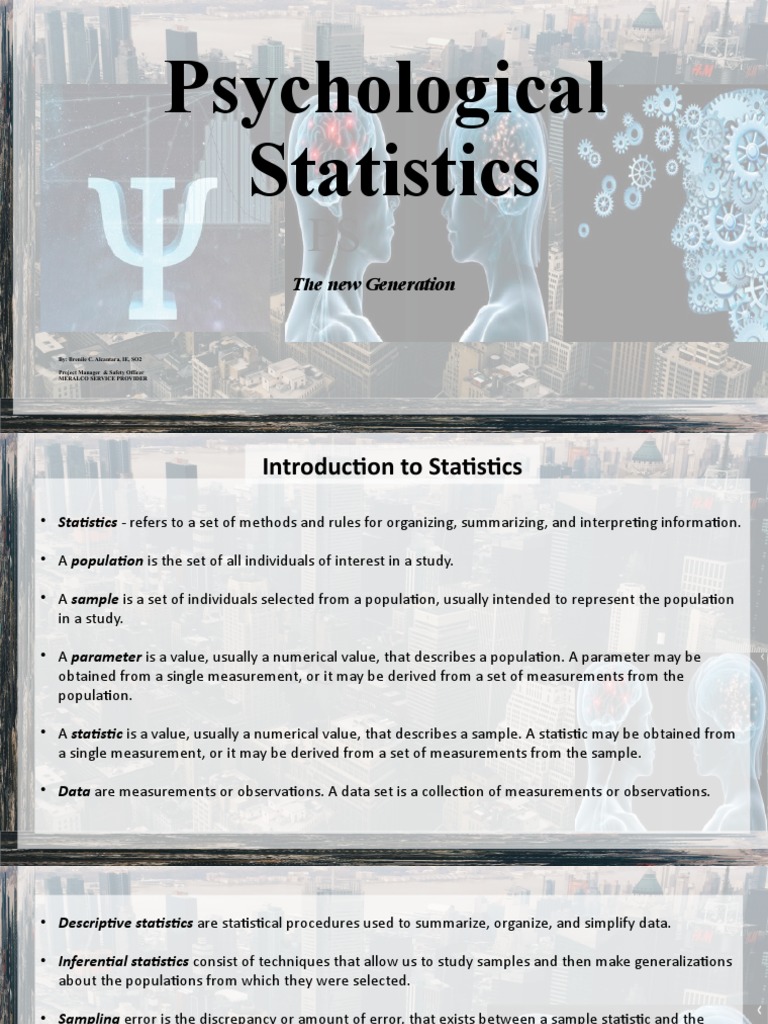 01 PPT Psych. Statistics | PDF | Level Of Measurement | Statistics