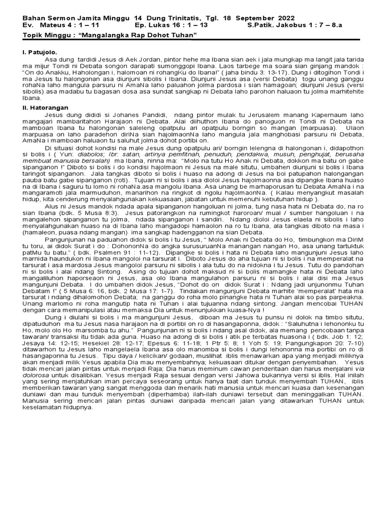 Jamita Mat 4, 1-11 | PDF | Agama & Spiritualitas