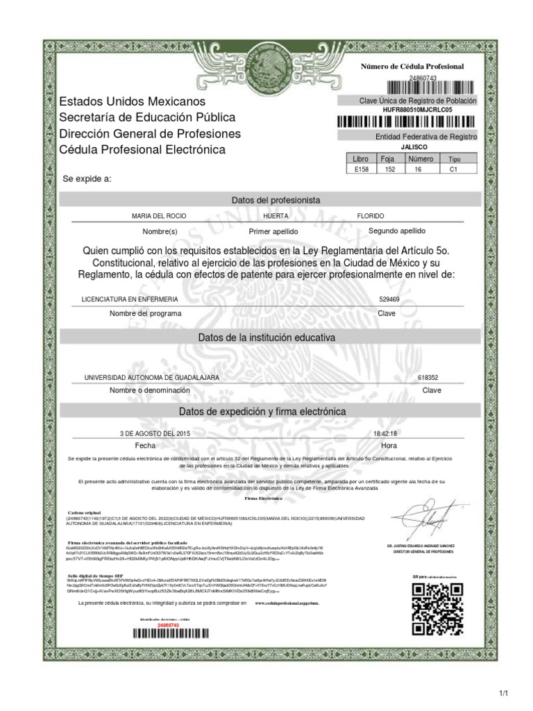 Cédula Profesional Electrónica de Enfermería | PDF | México | Gobierno