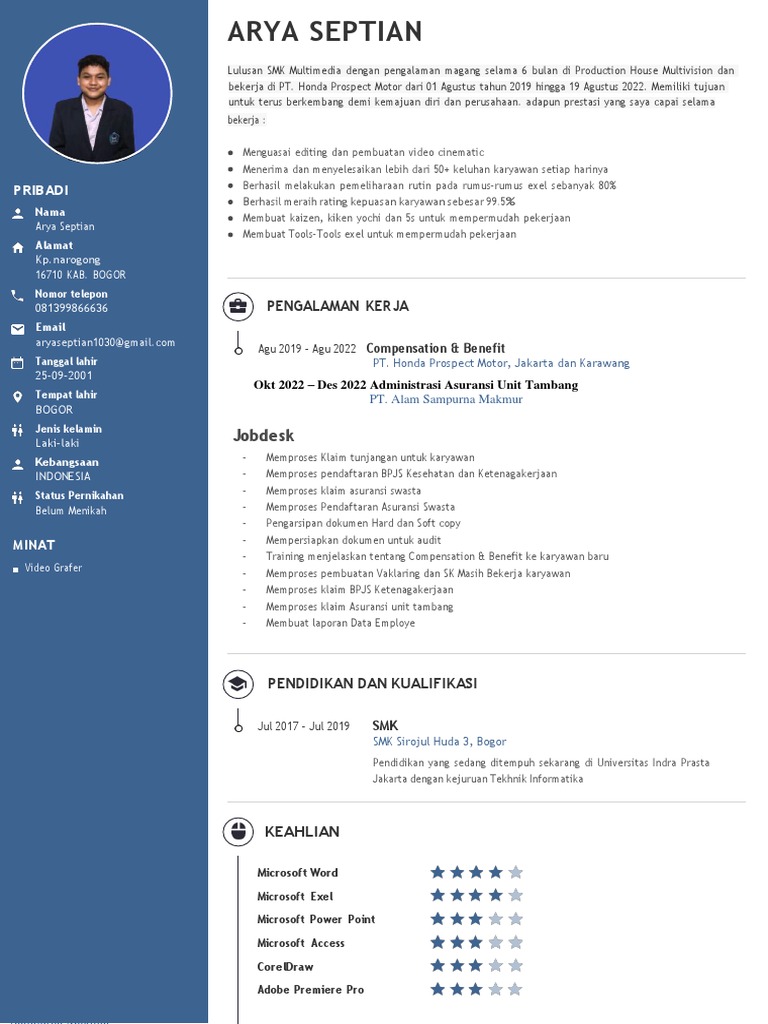 CV Arya Septian | PDF