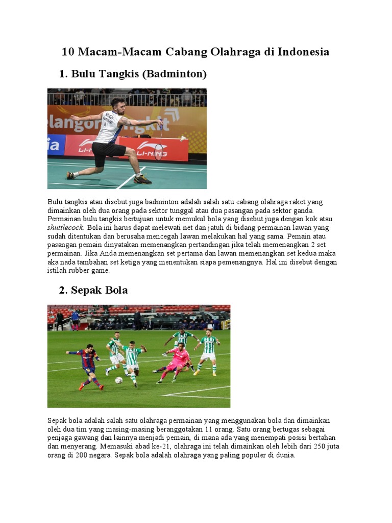 10 Macam Olahraga | PDF