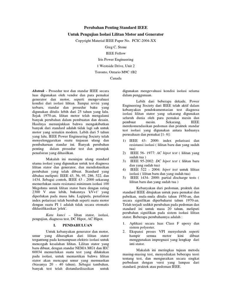 Untuk Pengujian Isolasi Lilitan Motor and Generator | PDF Untuk Pengujian Isolasi Lilitan Motor and Generator | PDF
