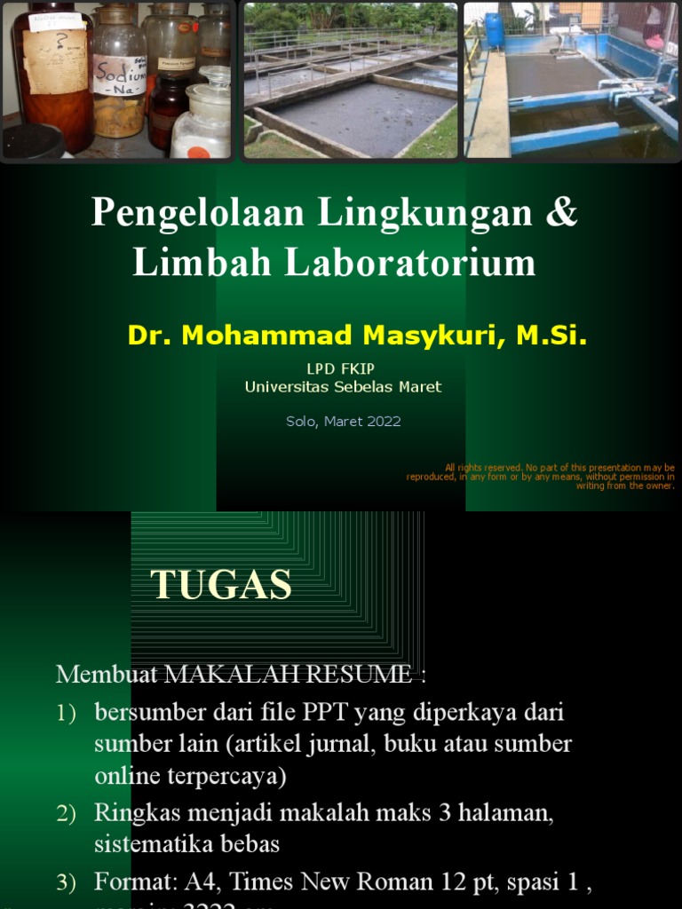 10 Pengelolaan Lingkungan & Limbah Laboratorium - Masykuri | PDF