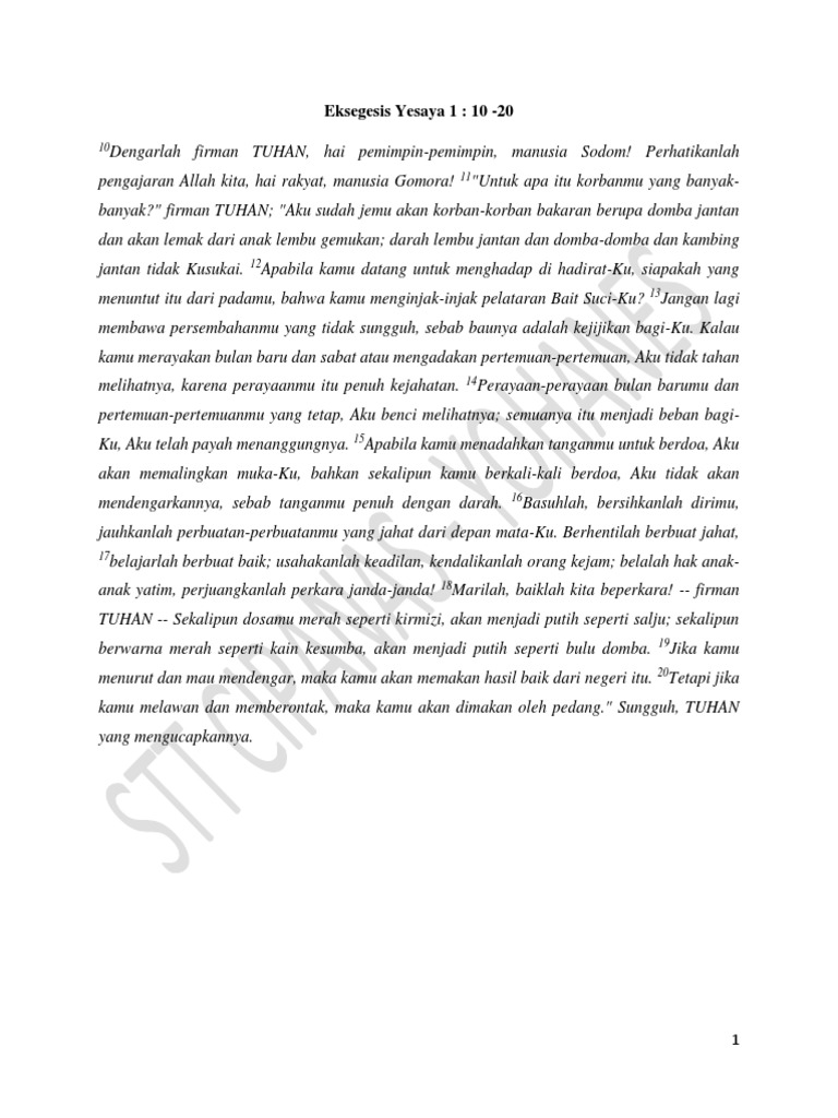 Eksegesis Yesaya 1 10 20 | PDF