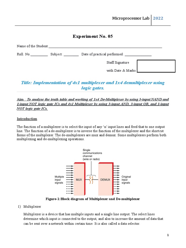 COA - Experiment No 05-Muxdemux | PDF | Computer Science | Computing