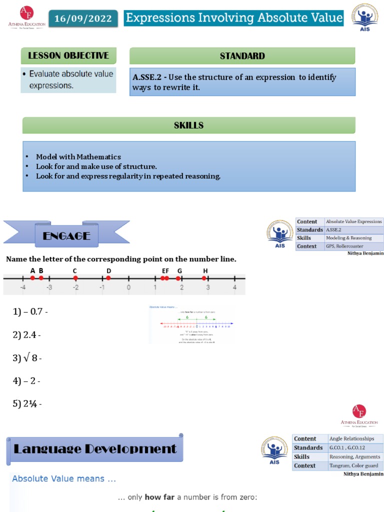 1.5 Expressions Involving Absolute Value | PDF