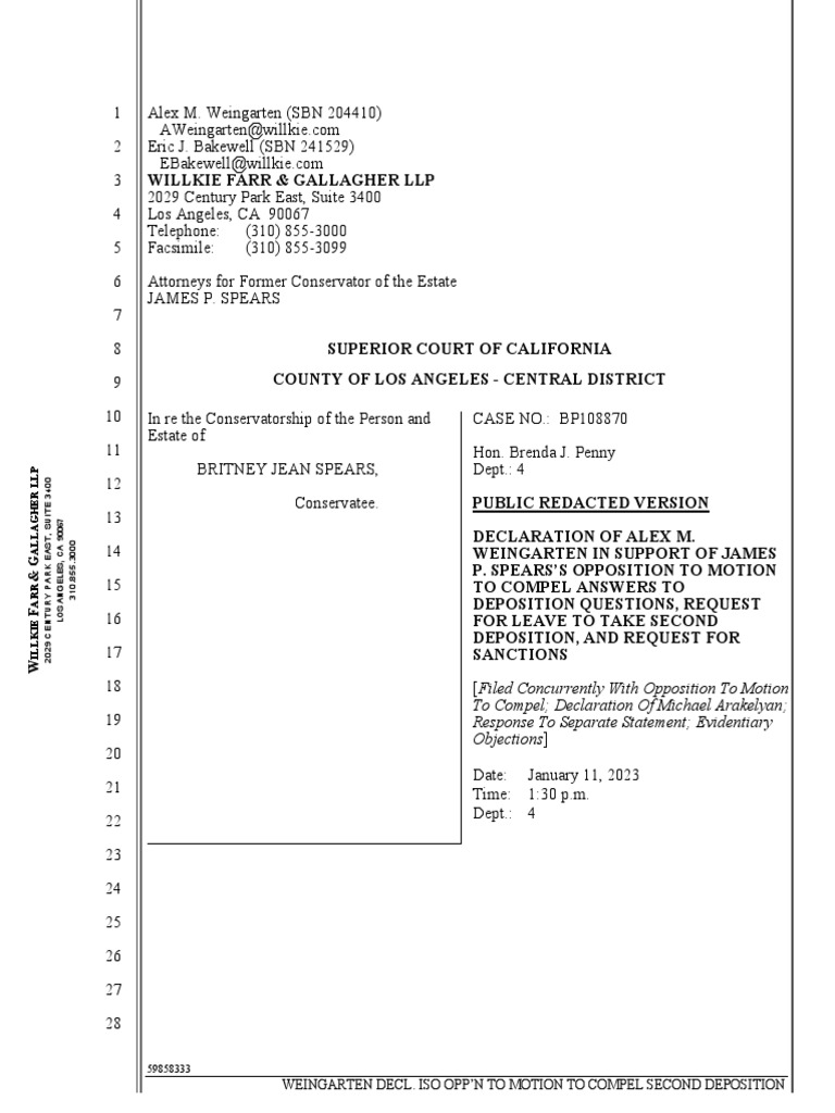 BJS 22.12.28 DECLARATION OF ALEX M. WEINGARTEN IN SUPPORT OF JAMES P ...