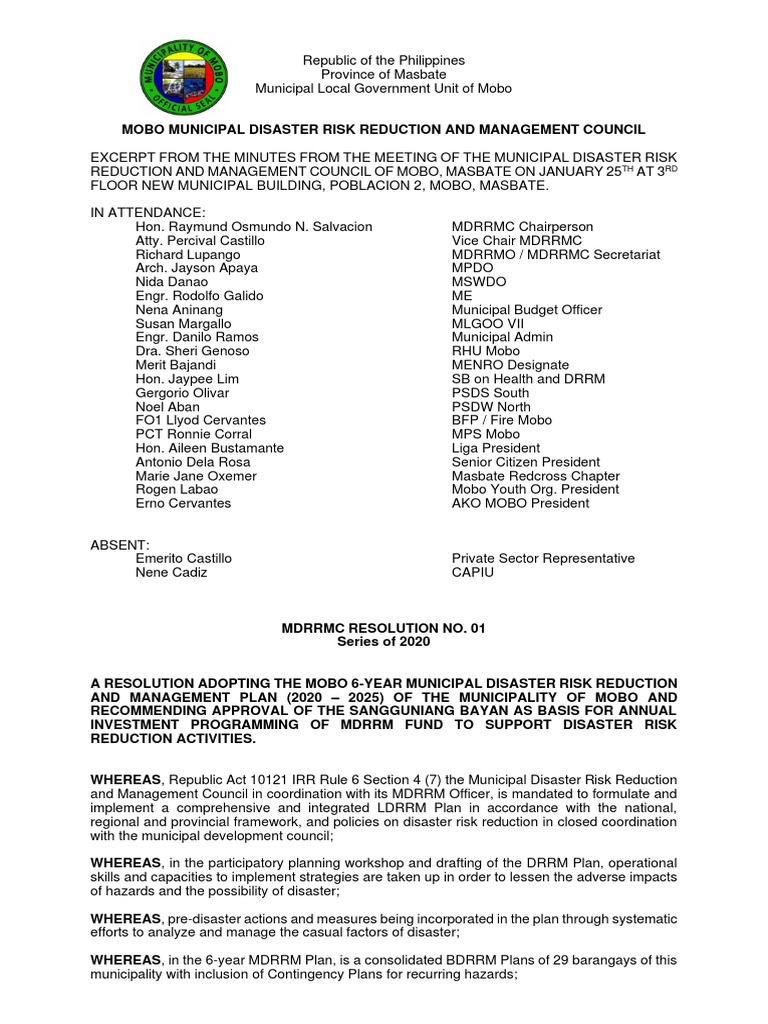 B. Resolution Adopting The LDRRMP | PDF