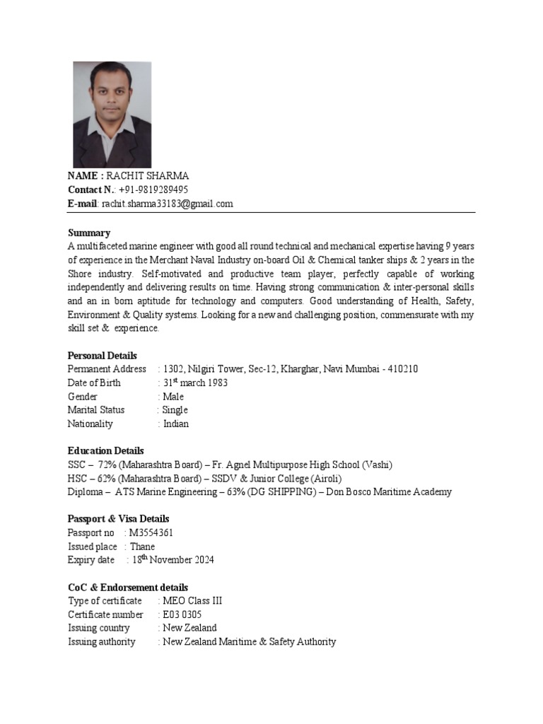 Rachit Marine CV | PDF | Pump | Oil Tanker