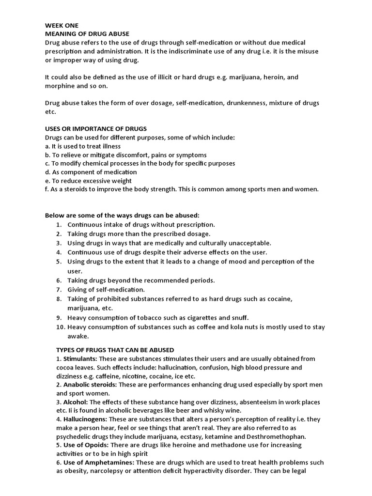 Riss SS2 Civic Note On Drug Abuse | PDF | Drugs | Substance Abuse