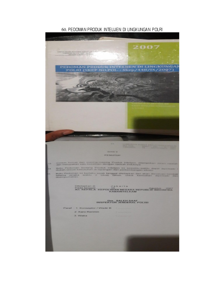 Pedoman Produk Intelijen Di Lingkungan Polri | PDF