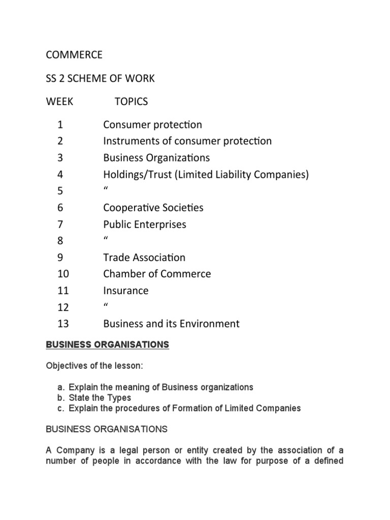 SS2 Second Term Notes | PDF | Finance & Money Management | Business
