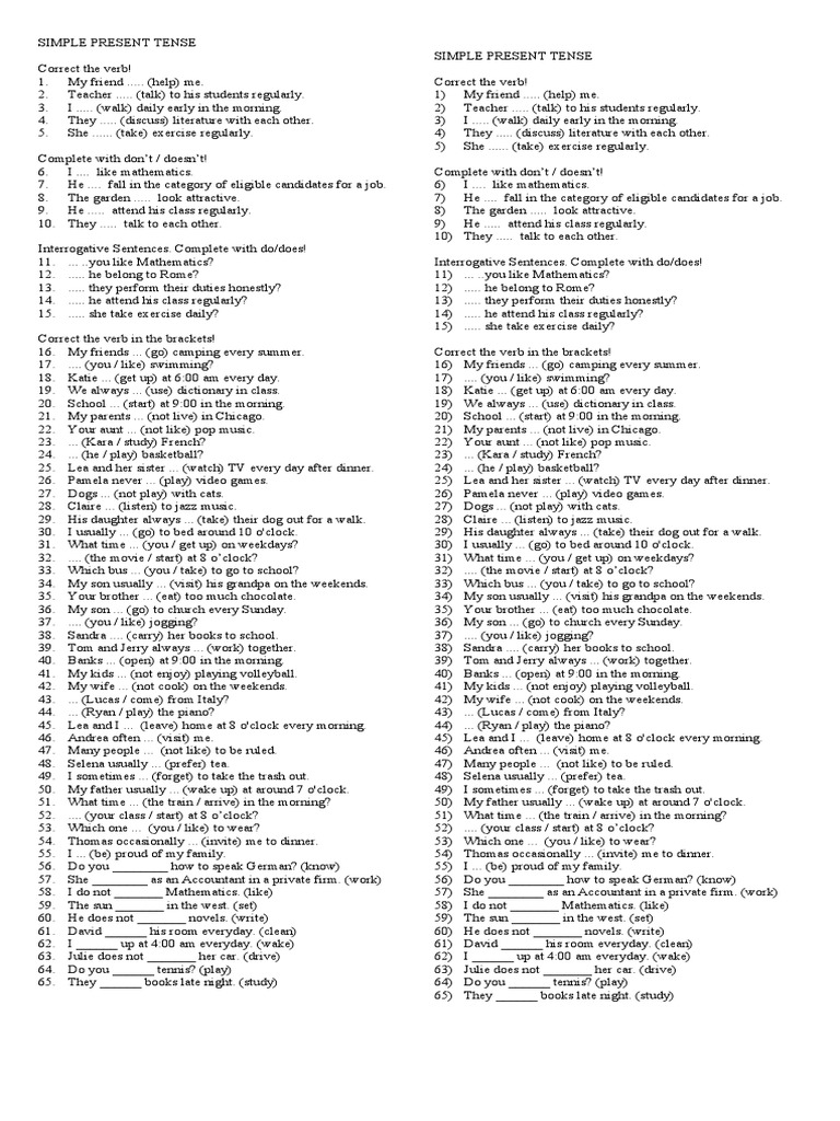 Simple Present Verb Pdf Linguistics Grammar
