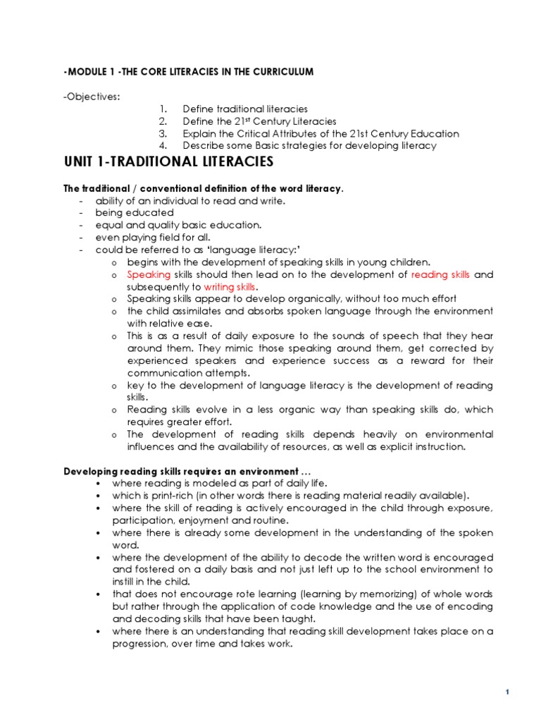 Traditional Literacies | PDF | Literacy | Learning