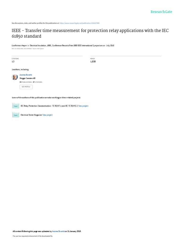 IEEE - Transfer Time Measurement For Protection Relay Applications With ...