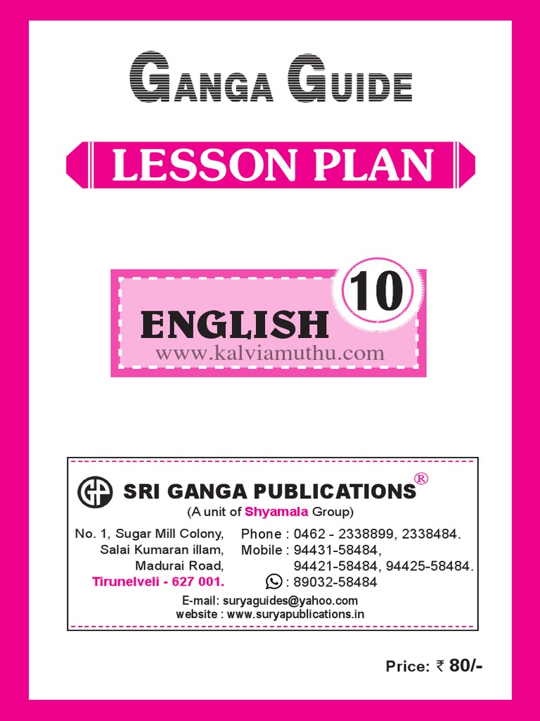 Lesson Plan For English Class 10 State Syllabus Class Poin