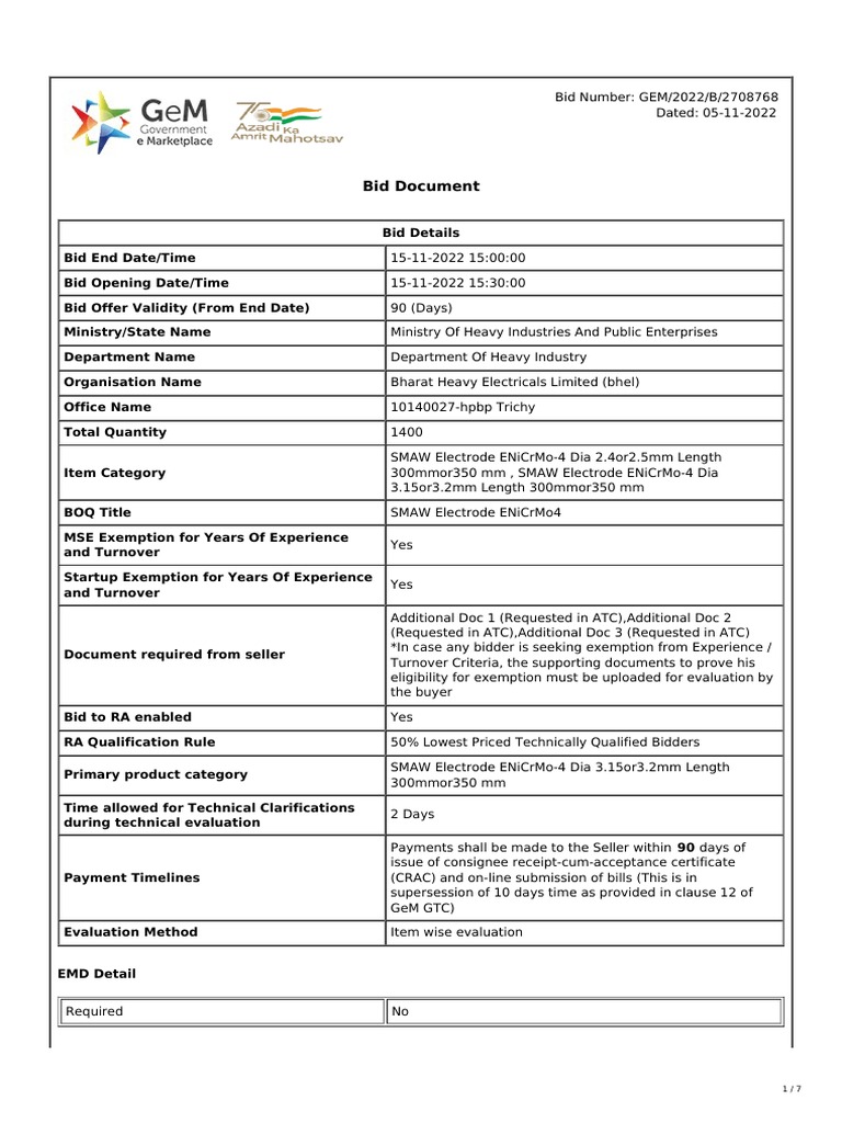 GeM Bidding 3972983 | PDF | Procurement | Auction