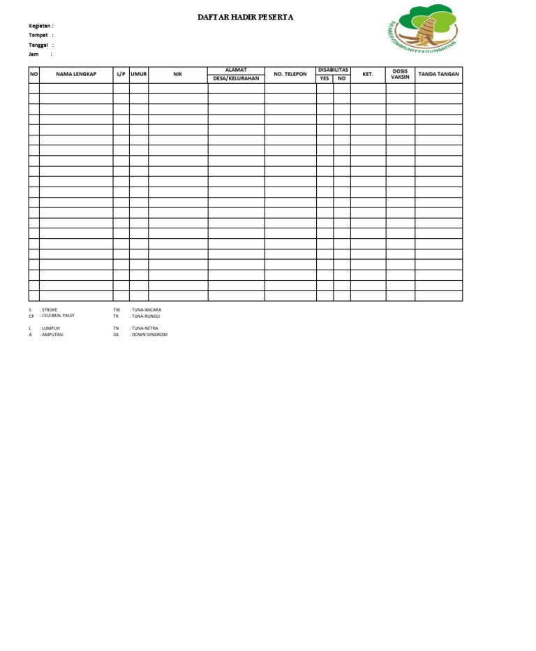 Form Absen Peserta | PDF