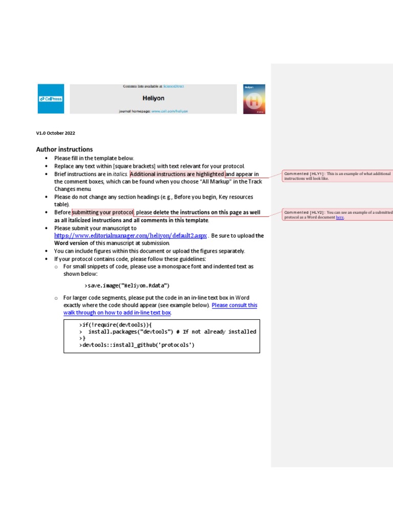 CellPress Heliyon Protocol Template | PDF | Polymerase Chain Reaction ...