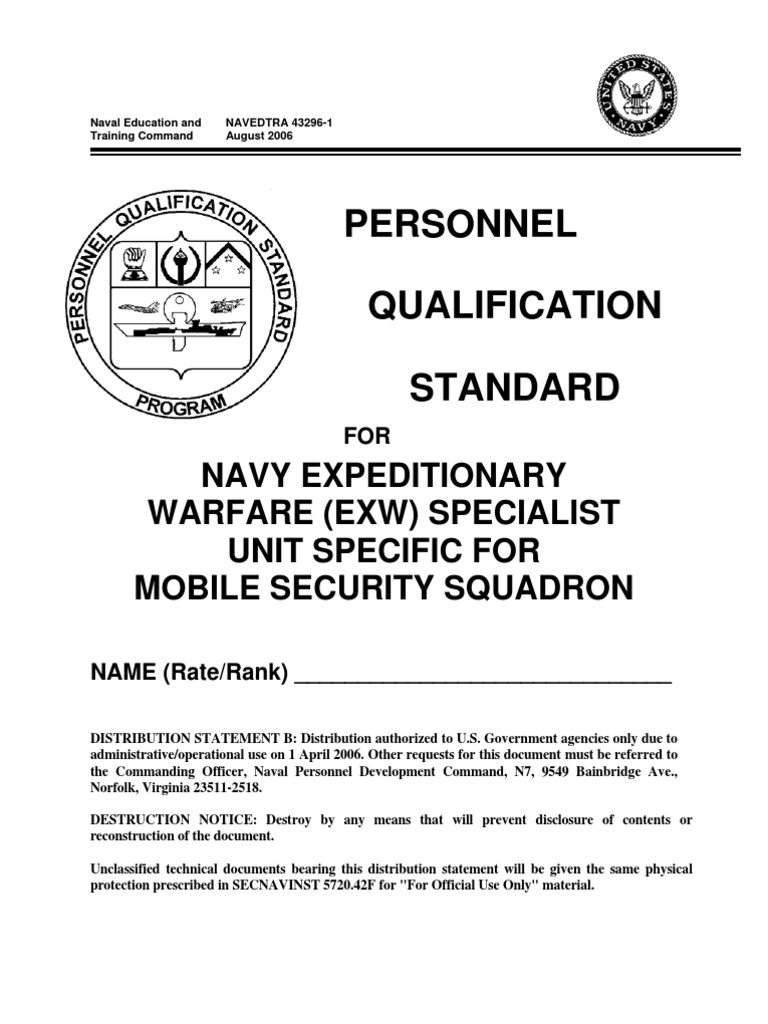 Naval Expeditionary Warfare Specialist PQS | PDF | United States Navy ...