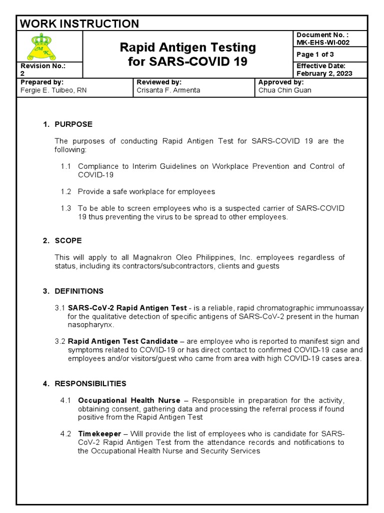 MK-EHS-WI-002 - Rapid Antigen Testing For SARS-COVID 19 Rev 002 ...