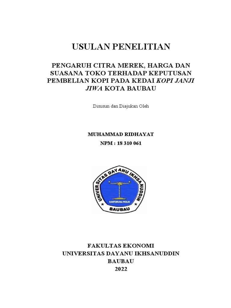 Usulan Penelitian Muhammad Ridhayat | PDF