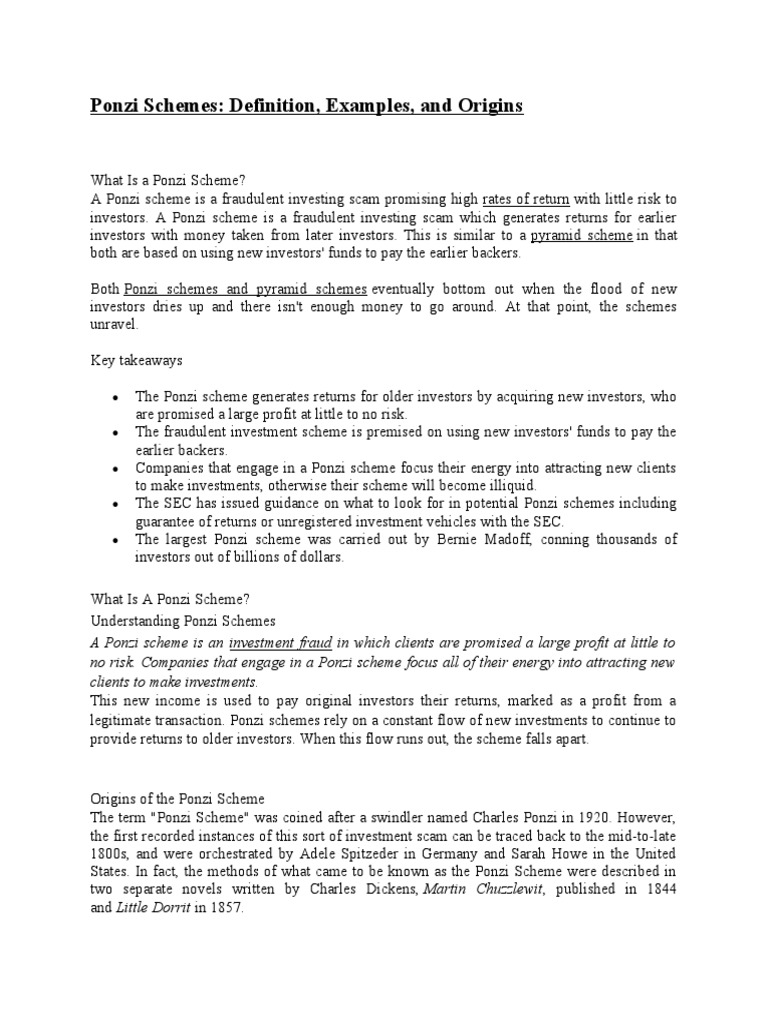 Ponzi Schemes | PDF | Ponzi Scheme | Investing