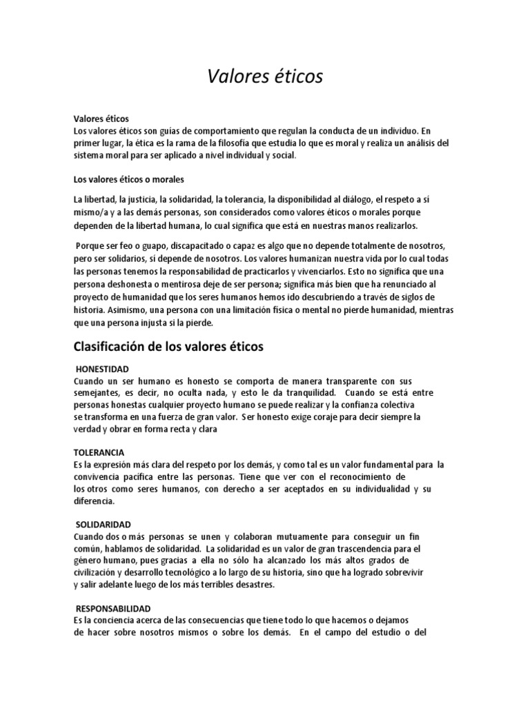 Valores Éticos | PDF | Tolerancia | Moralidad