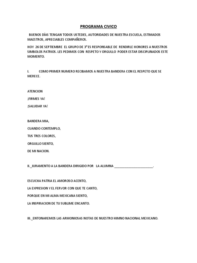 Programa Civico Mes de Septiembre | PDF | México | Politica de mexico