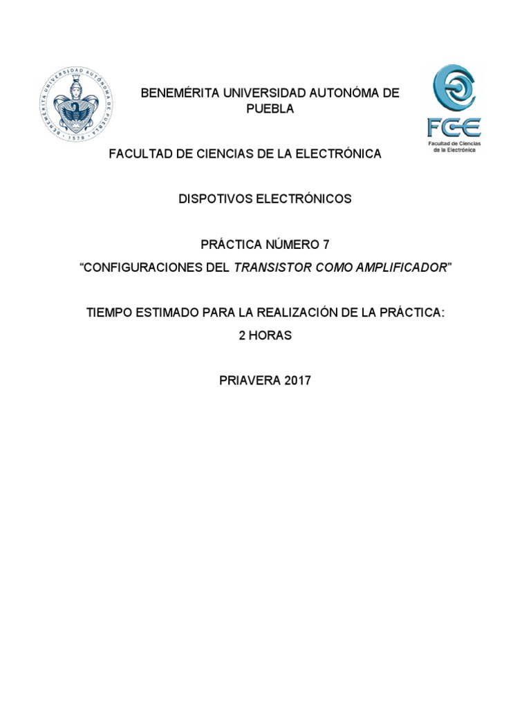Práctica 7 Amplificador Con Transitor | PDF | Transistor | Amplificador