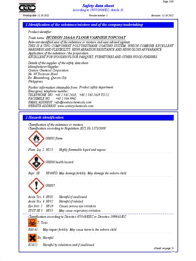 Hudson 20aaa Floor Varnish Topcoat (PH) | PDF