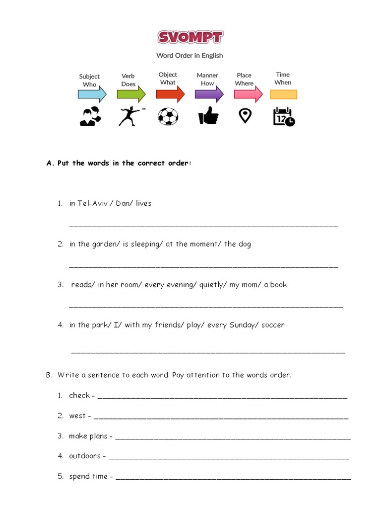 Sentence Structure and Word Order Exercises | PDF