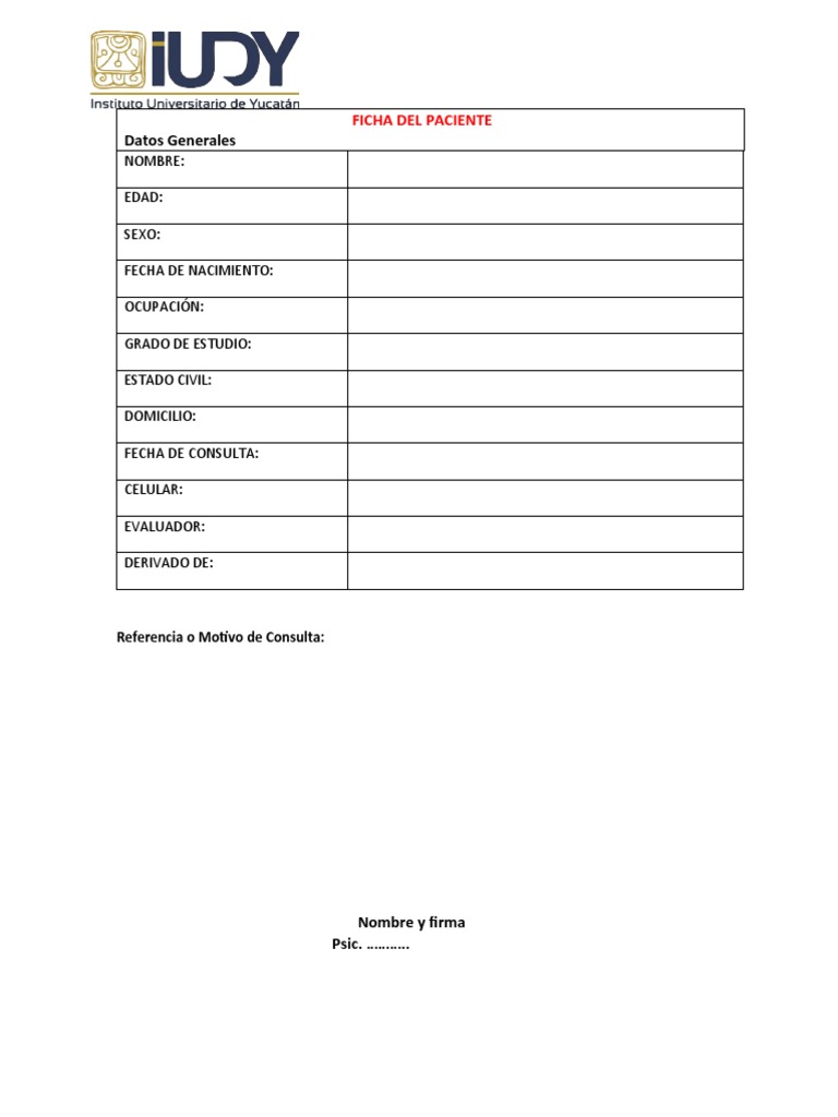 Ficha Del Paciente | PDF