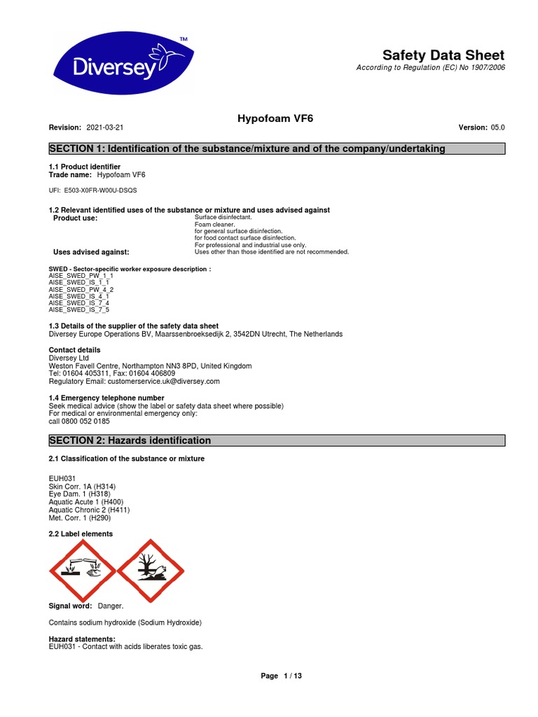 005 Hypofoam Vf6 Mar 26 | PDF | Toxicity | Personal Protective Equipment