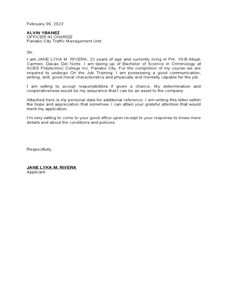 Final Application Letter | PDF