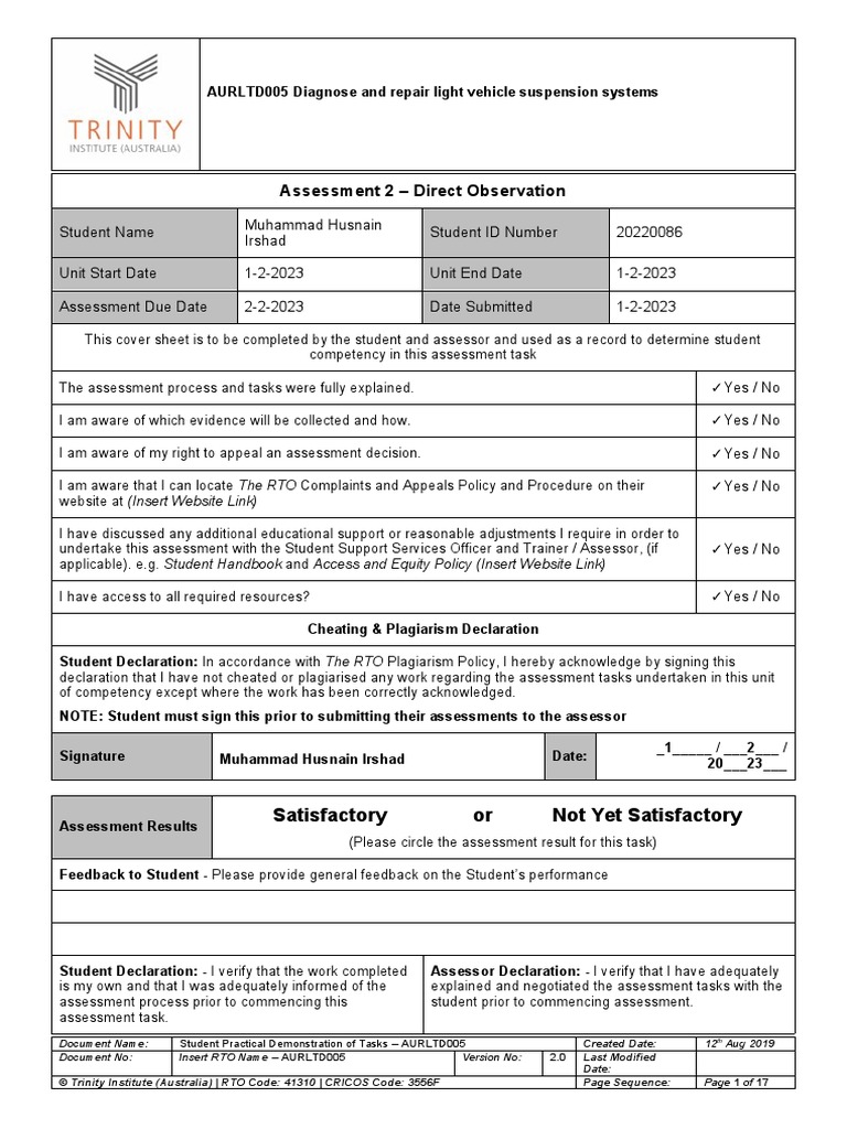 AURLTD005 Assessment 2 Practical Demonstration Tasks V2 | PDF | Reuse ...