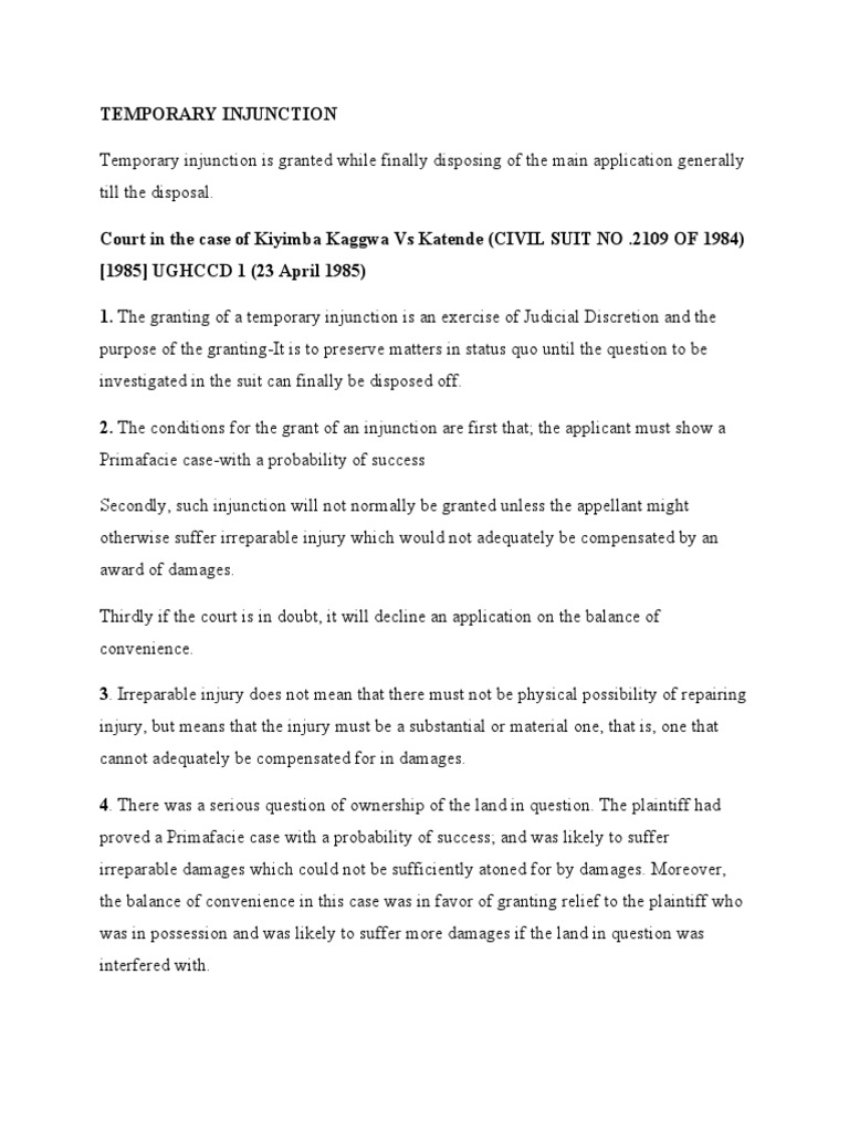 Temporary Injunction | PDF | Finance & Money Management | Law