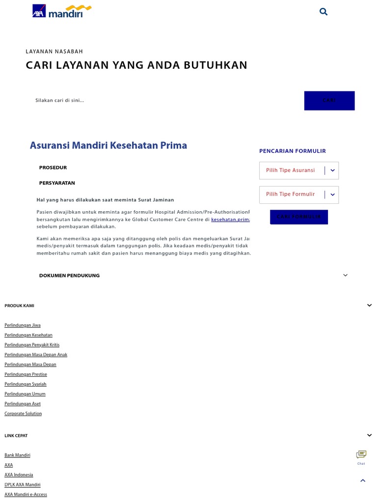 Prosedur Klaim Asuransi Kesehatan AXA Mandiri | PDF